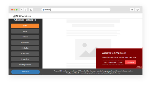 What is a Popup Notification? Slider, Modal, Embedded | NotifyVisitors