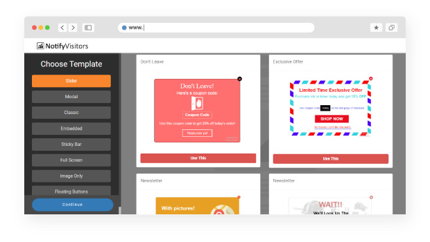 What is a Popup Notification? Slider, Modal, Embedded | NotifyVisitors
