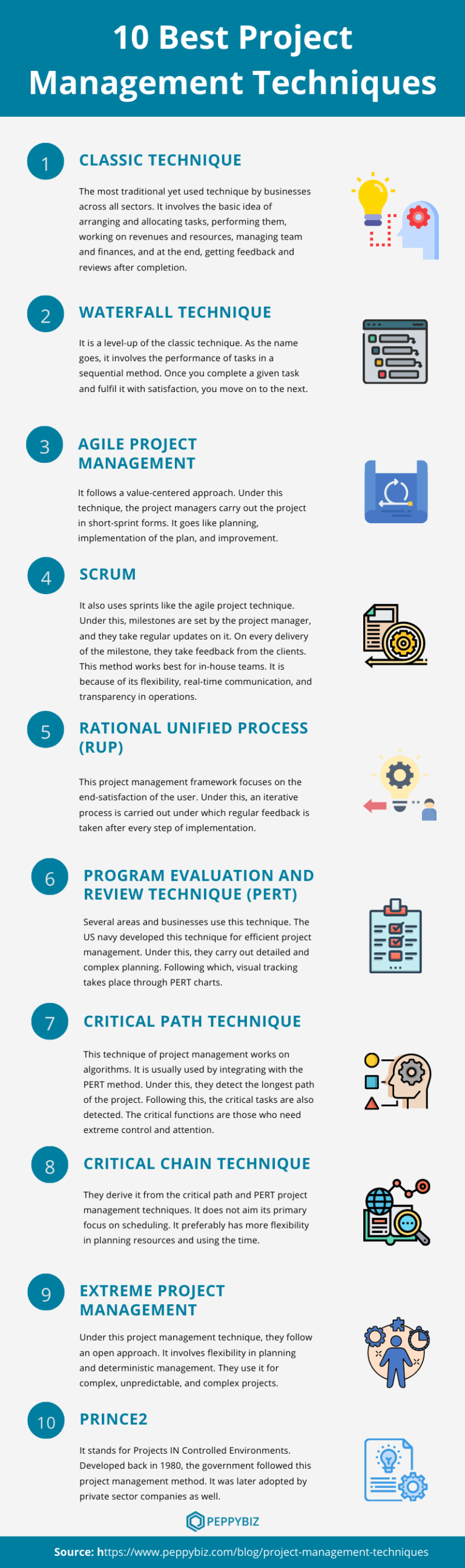 10 Best Project Management Techniques Infographic – PeppyBiz